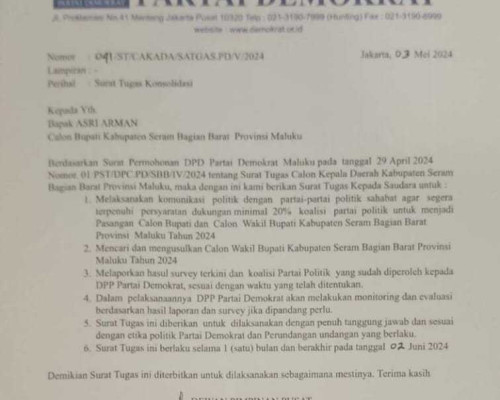 Asri Arman Dapat Surat Tugas PAN dan Demokrat | Ambon Terkini